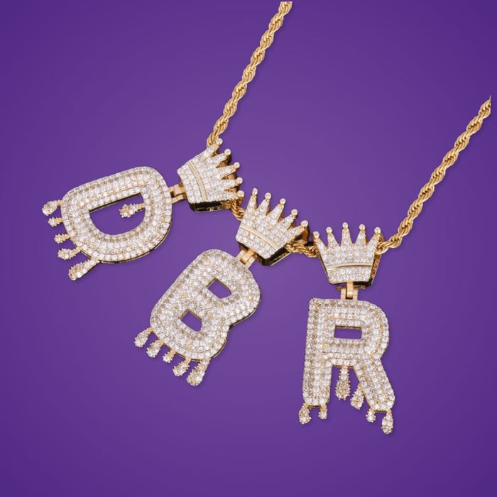 Royal Drip Initial Necklace: Gold