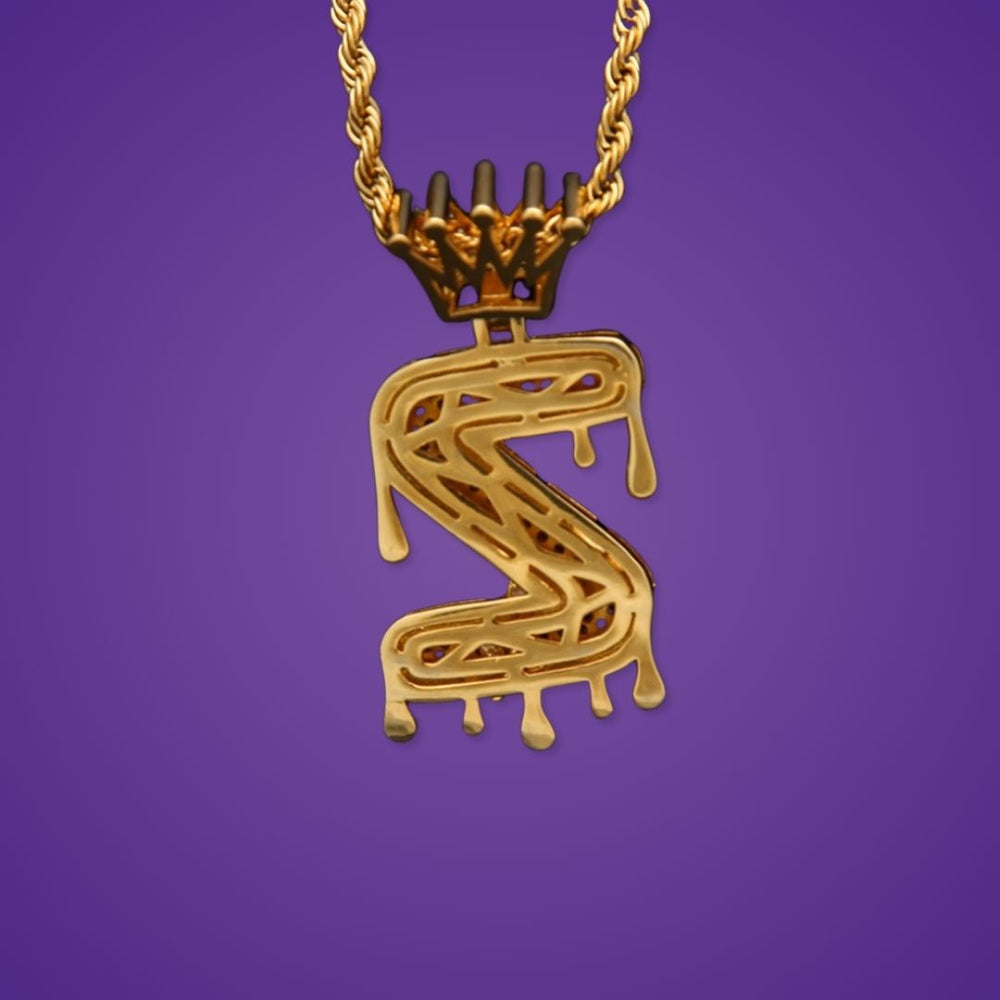 Royal Drip Initial Necklace: Gold