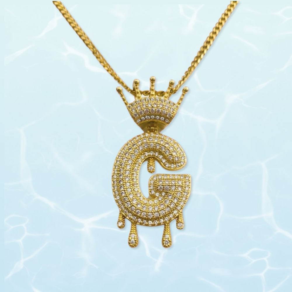 Royal Drip Initial Necklace: Gold