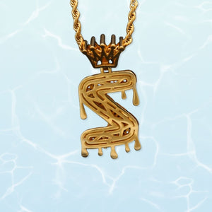 Royal Drip Initial Necklace: Gold