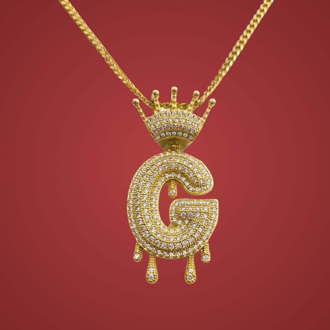 Drip Initial Necklace (Gold)