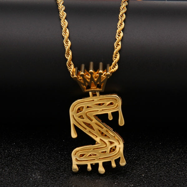 Drip Initial Necklace (Gold)